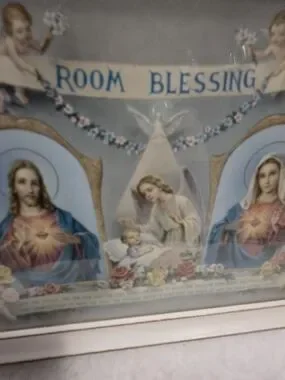 Accents | Vintage Catholic Room Blessing Framed Print Sacred Heart Art ...
